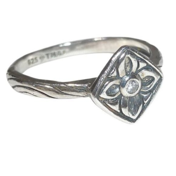 Silpada | Jewelry | Silpada R2465 Cz Sterling Silver Flower Stack Ring Size 7 925 Stackable ...
